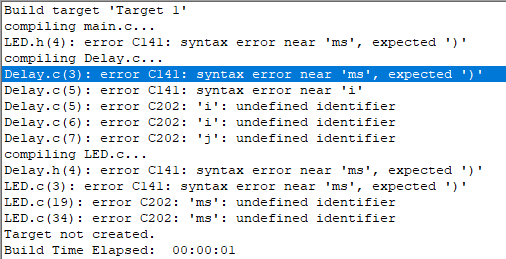 用51单片机开发为啥报错没有定义error C141: syntax error near 'ms', expected ')' - 24小时必答区
